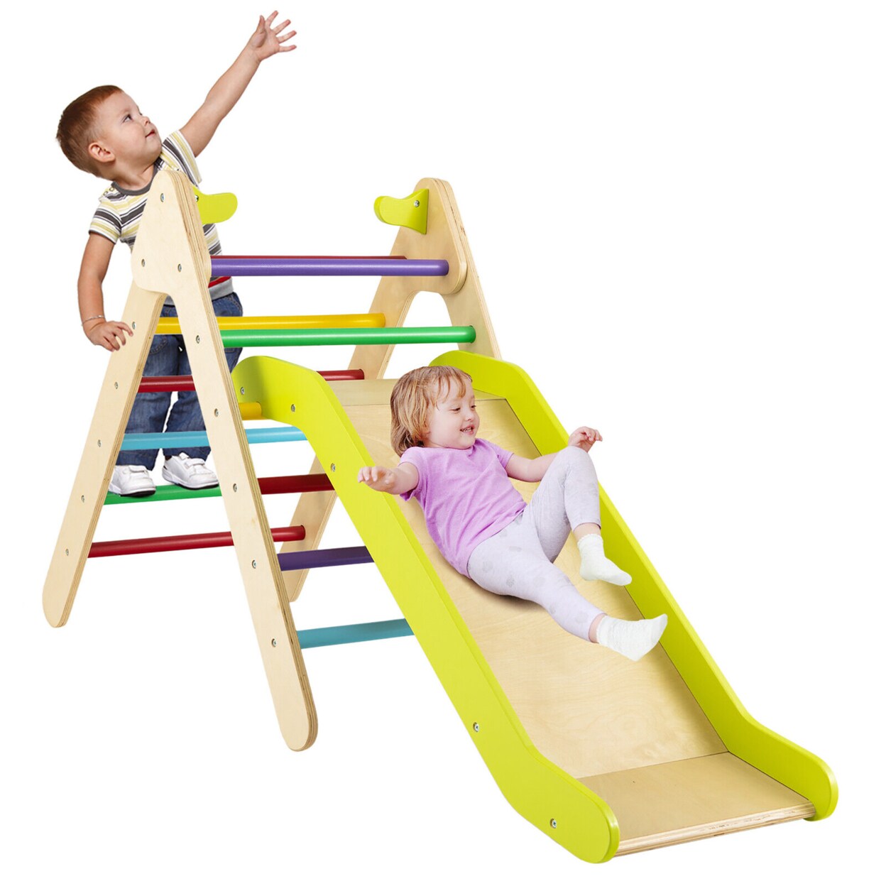 2-In-1 Wooden Climbing Triangle Set Triangle Climber W/ Ramp | Michaels