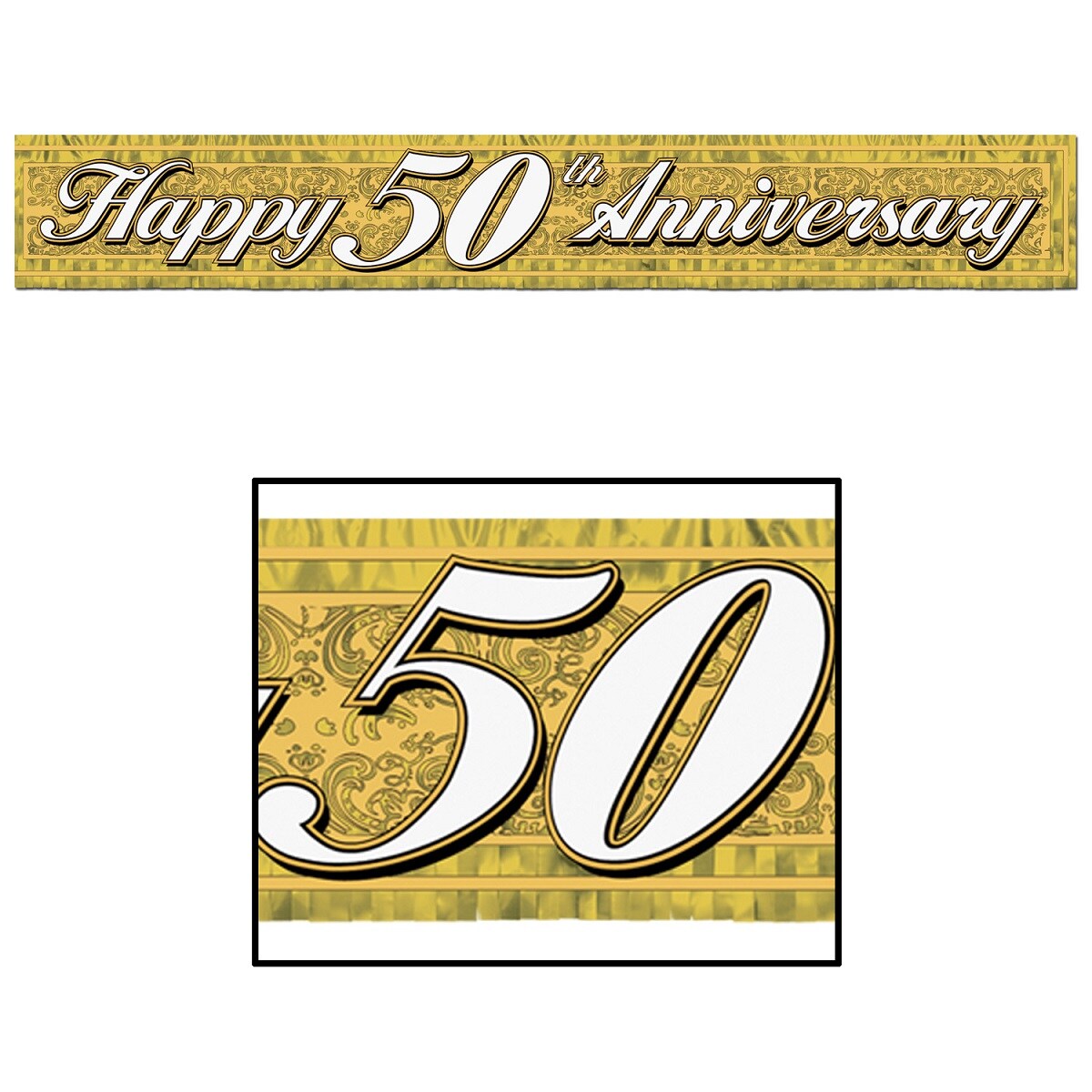 Beistle Club Pack of 12 Metallic "Happy 50th Anniversary" Fringed ...