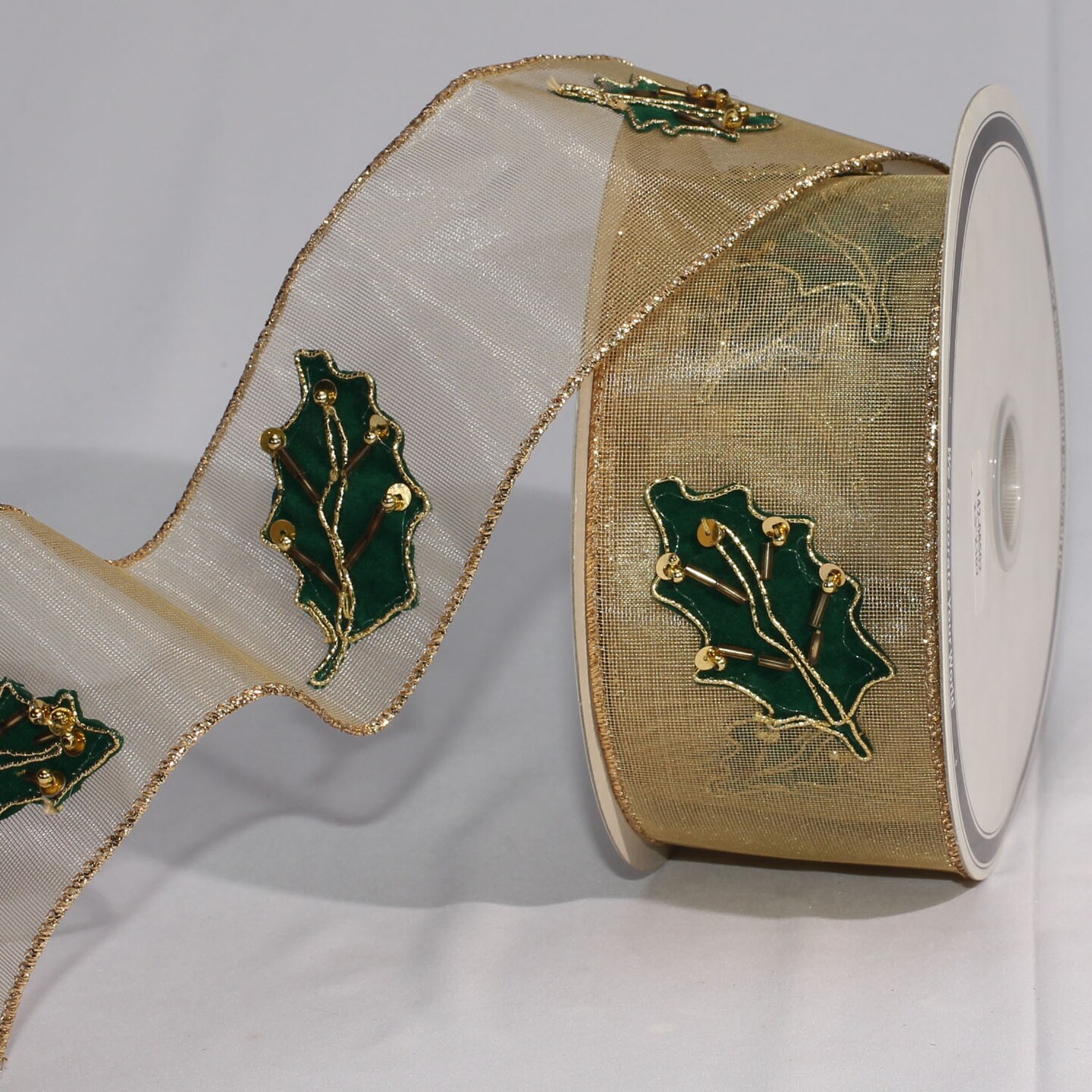 The Ribbon People Green and White Leaf Wired Craft Ribbon 2.5" x 10 ...