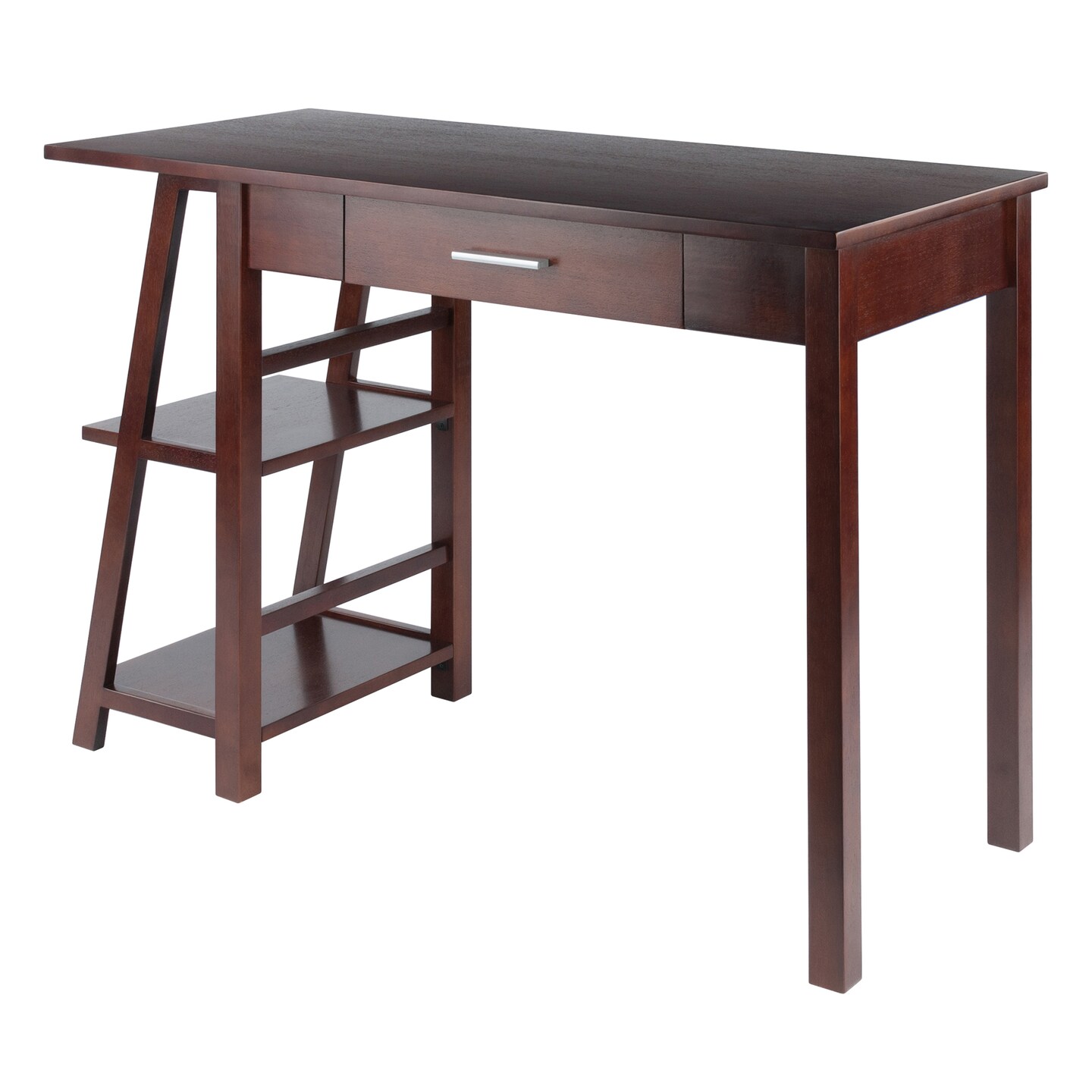 Contemporary Home Living 44" Walnut Finish Writing Desk with Shelves ...