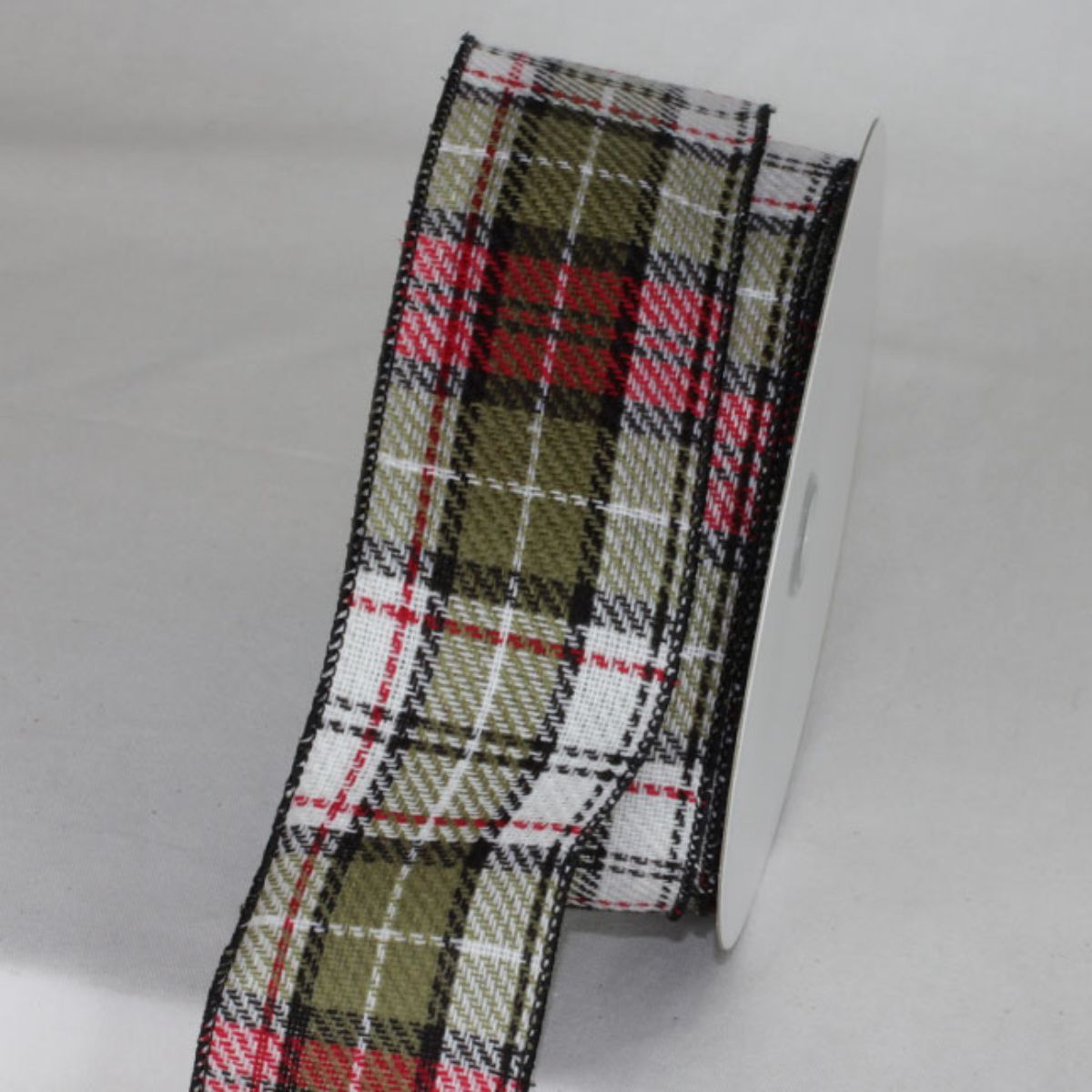 The Ribbon People Green and White Plaid Metallic Wired Craft Ribbon 2.5 ...