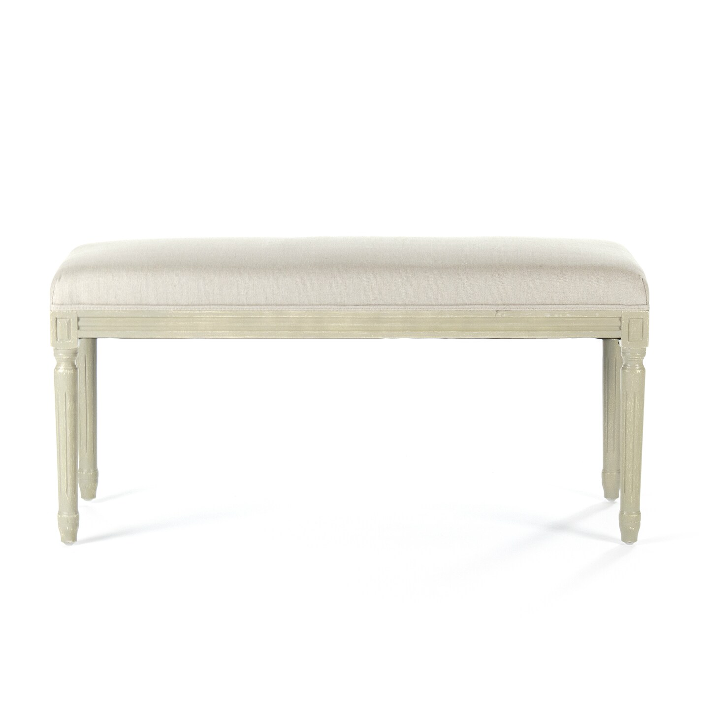 Zentique 40" Gray and Beige Contemporary Lille Bench with Square Border ...