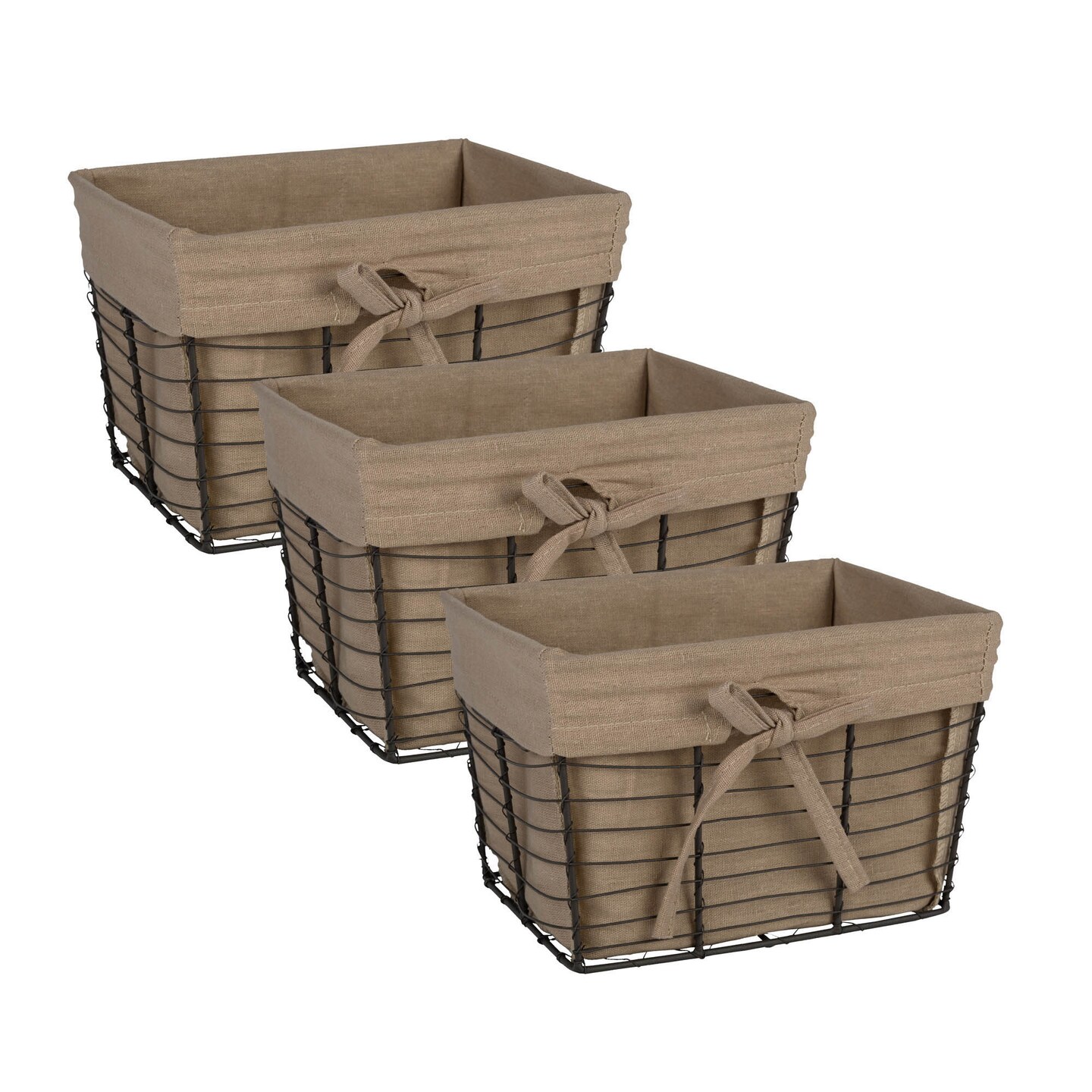 Contemporary Home Living Set of 3 Vintage Gray and Taupe Brown Liner ...