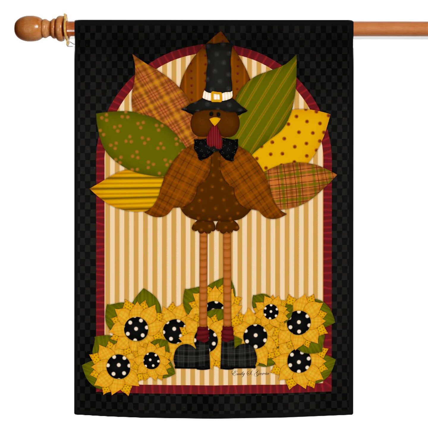 Toland Home Garden Quilted Turkey Fall Harvest Outdoor House Flag 40" x ...