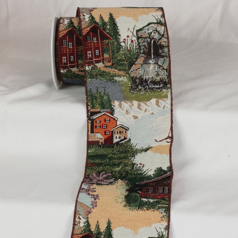 The Ribbon People Brown and Green St Moritz Tapestry Wired Craft Ribbon ...
