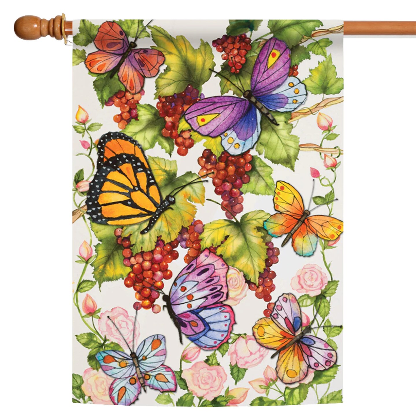 Toland Home Garden Butterflies and Grapes Outdoor House Flag 40" x 28 ...