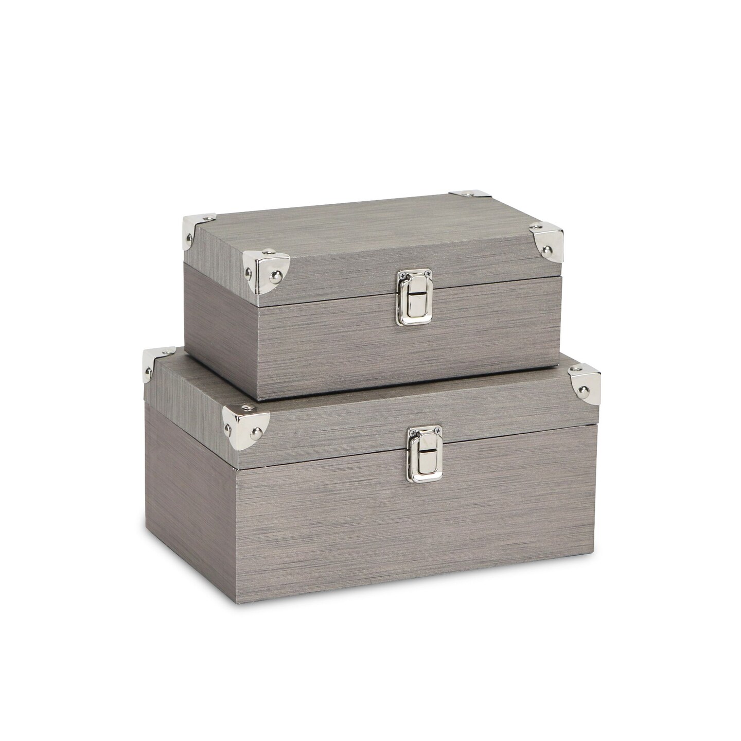Contemporary Home Living Set of 2 Gold Pewter Chrome Corner Storage ...