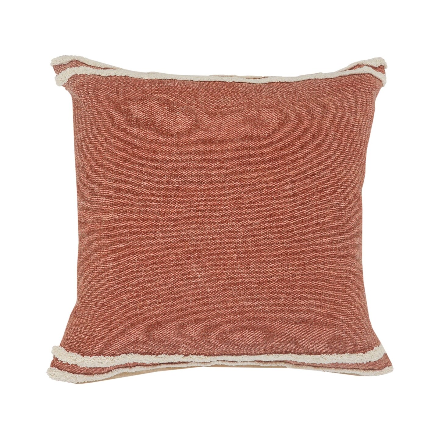Laddha Home Designs 20" Red and White Tufted Stripe Handmade Square ...
