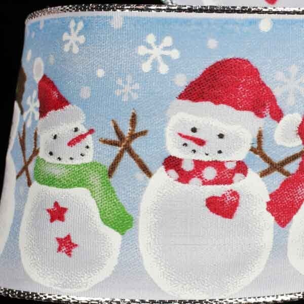 The Ribbon People Blue and White Snowman Wired Edge Craft Ribbon 2.5" x ...