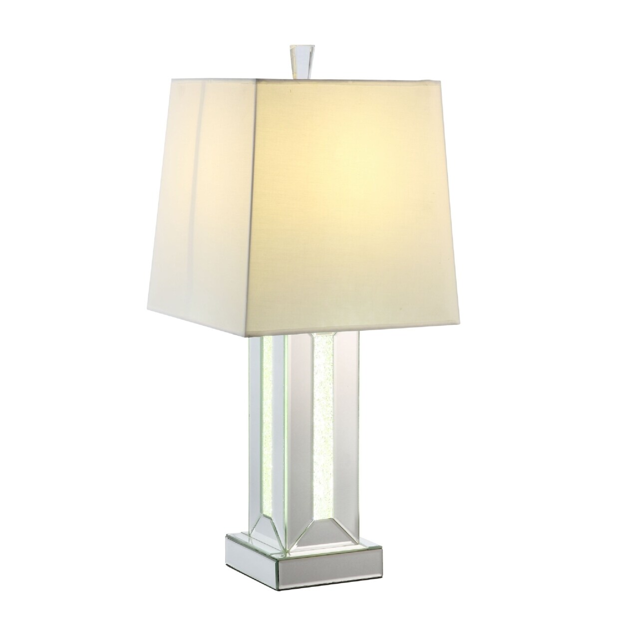 Saltoro Sherpi Table Lamp with Cuboid Shape Mirrored Base, Silver ...