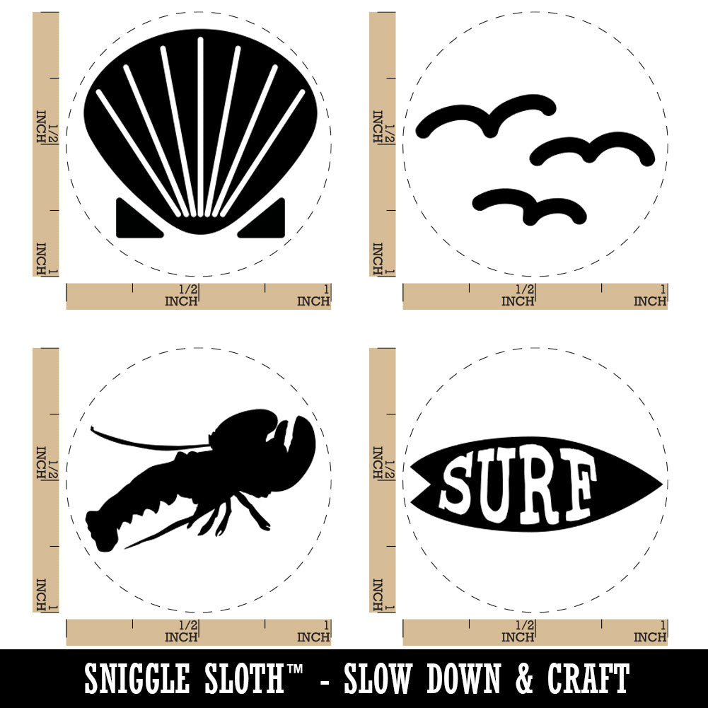 Beach Surf Clam Shell Seagulls Lobster Rubber Stamp Set for Stamping ...