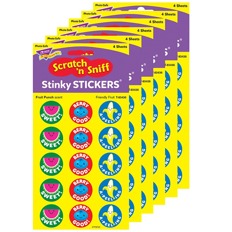 Friendly Fruit/Fruit Punch Stinky Stickers®, 60 Per Pack, 6 Packs ...