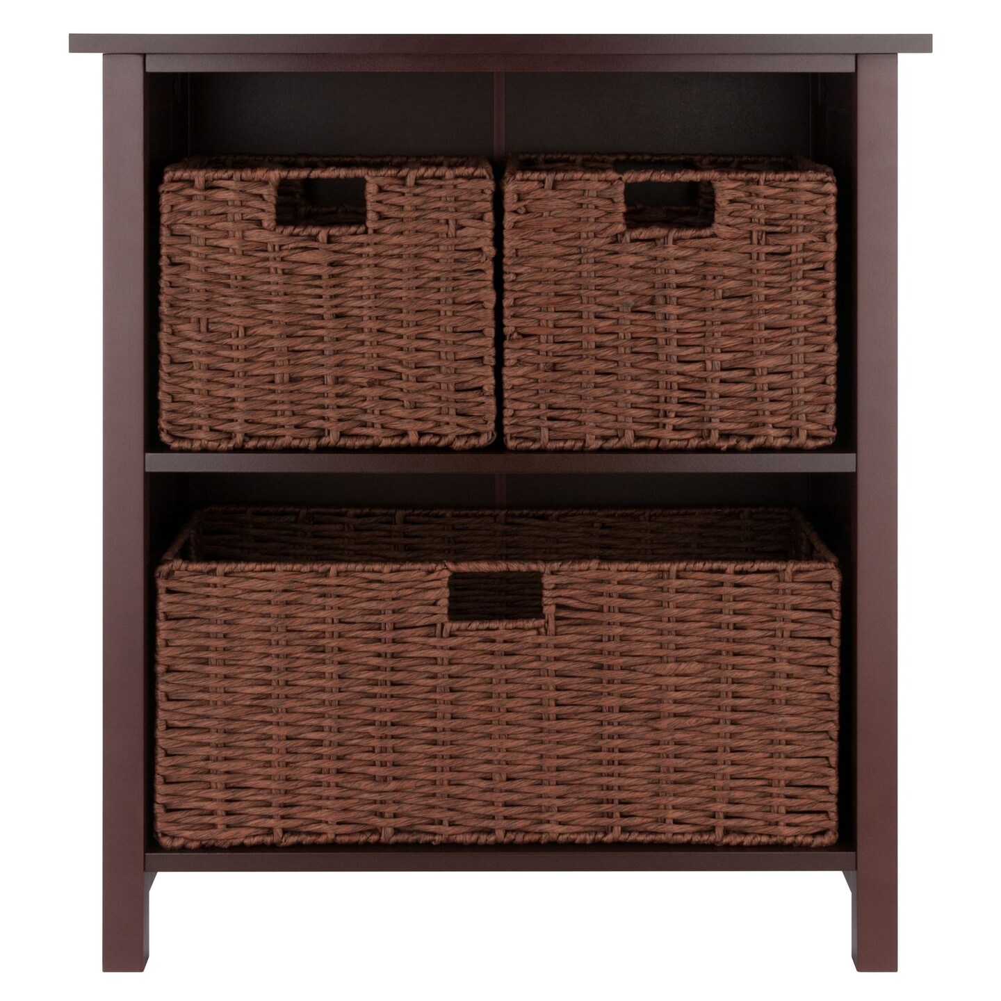 Contemporary Home Living 4 Pc Storage Shelf with 3 Foldable Woven ...