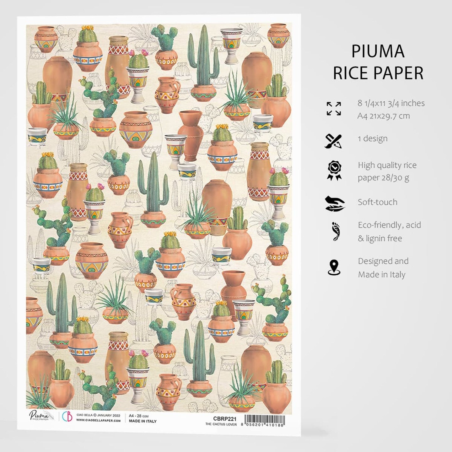 Ciao Bella Rice Paper A4 The Cactus Lover | Michaels
