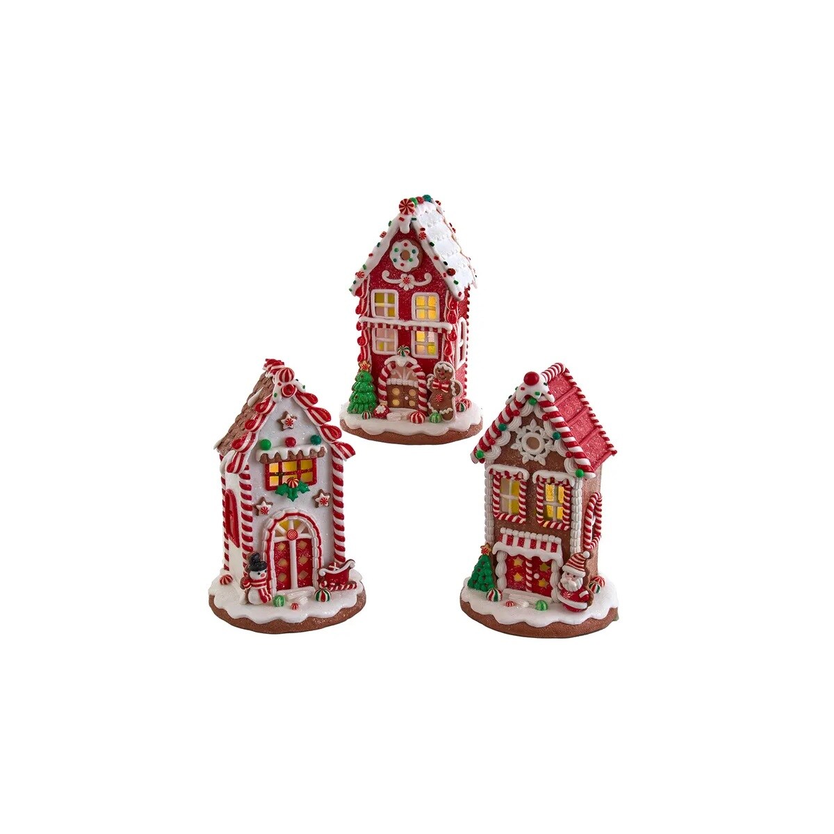 KSA Set of 3 LED Lighted Gingerbread House Christmas Tabletop Decors 8. ...