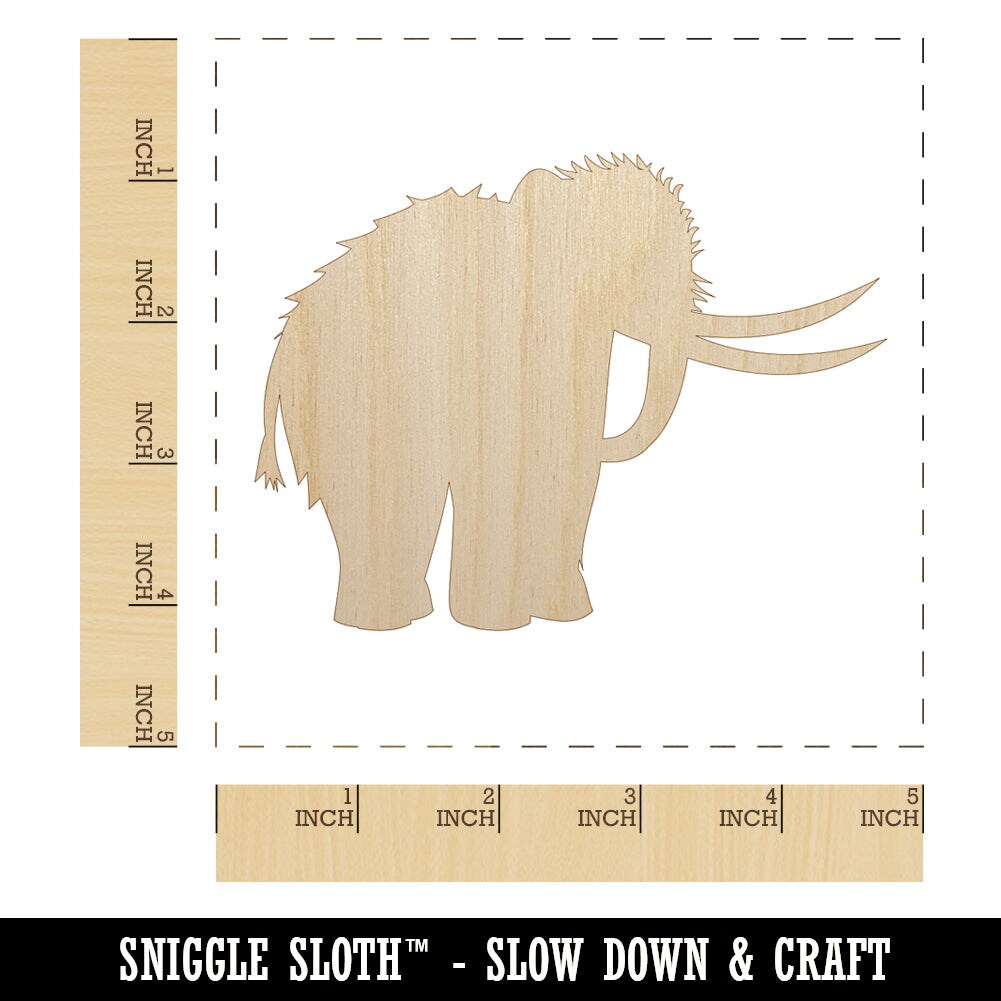 Woolly Mammoth Solid Unfinished Wood Shape Piece Cutout for DIY Craft ...