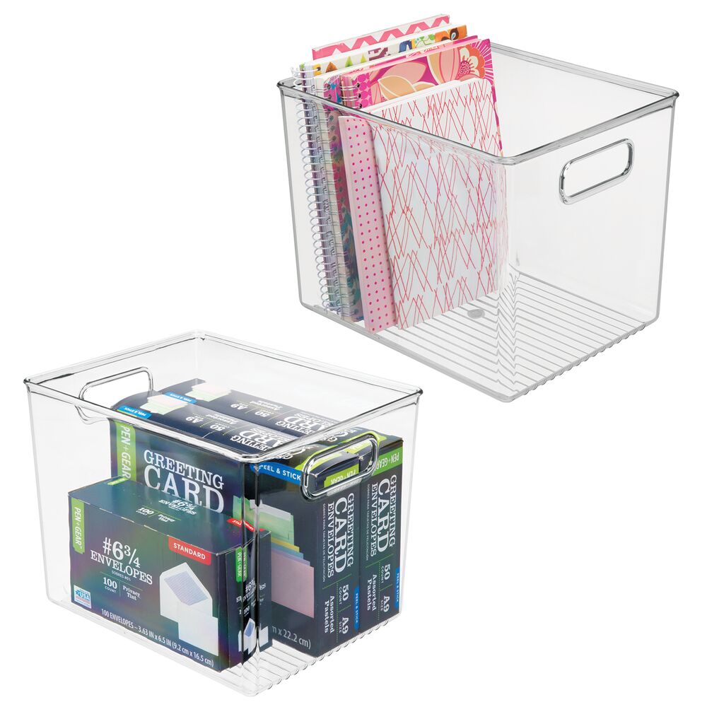 mDesign Plastic Storage Bin with Handles for Home Office, 2 Pack | Michaels