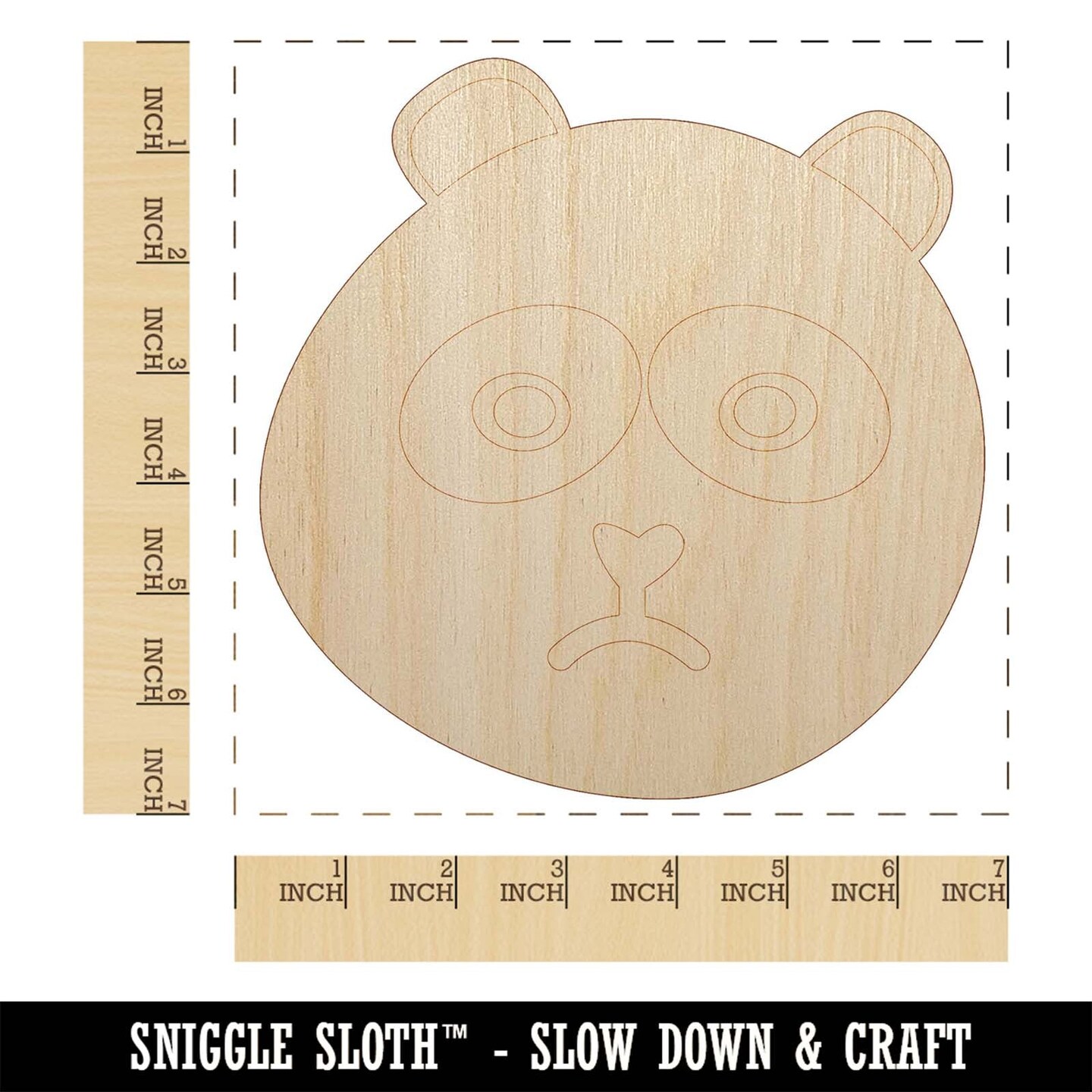 Sad Panda Face Unfinished Wood Shape Piece Cutout for DIY Craft ...
