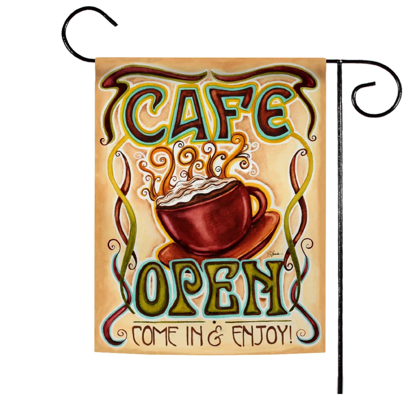 Toland Home Garden "Cafe Open Come In and Enjoy" Outdoor Garden Flag 18 ...