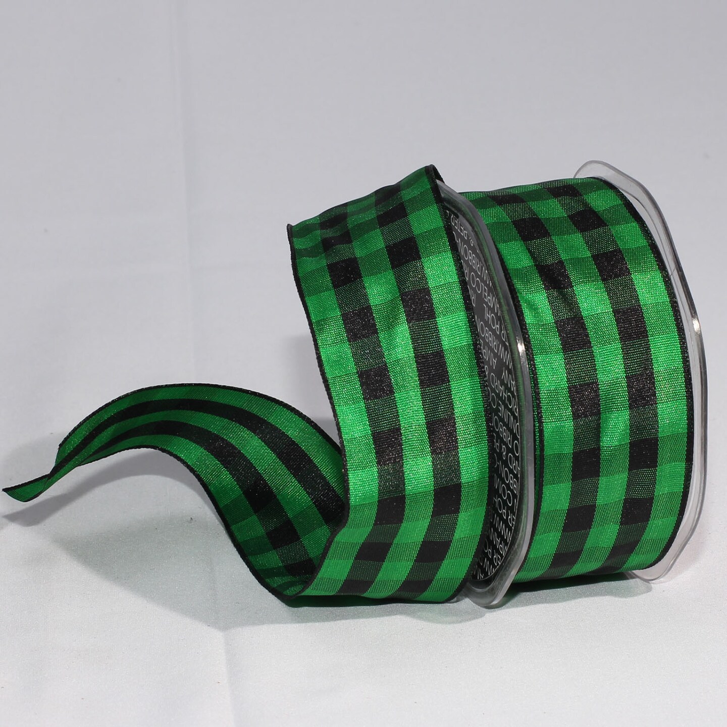 The Ribbon People Black and Green Gingham Wired Woven Edge Craft Ribbon ...