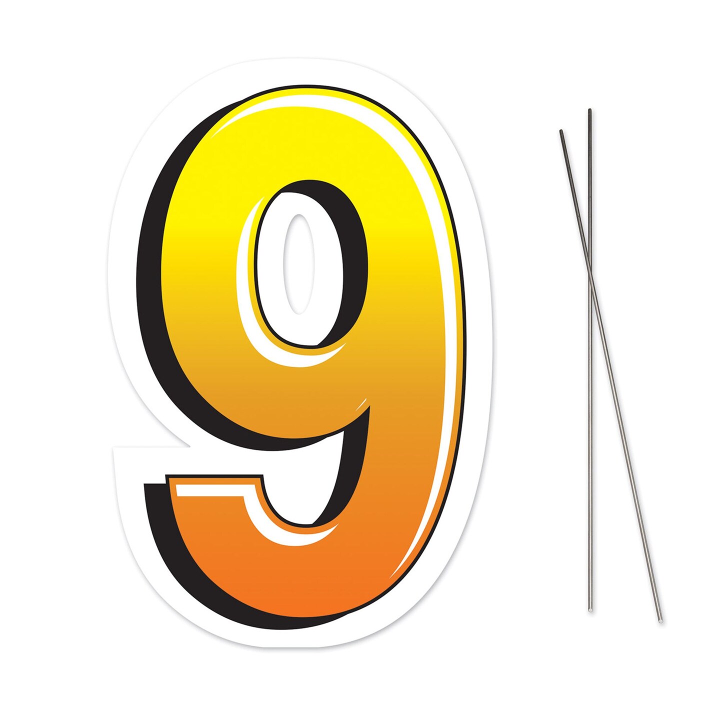 Beistle 18" Yellow and Black Number "9" Plastic Yard Sign with Metal ...