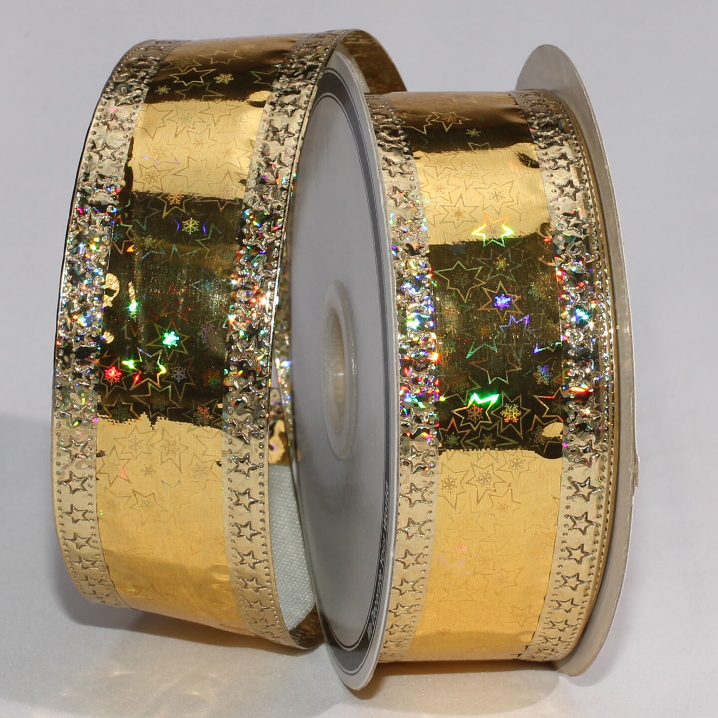 The Ribbon People Silver and Gold Holographic Stars Wired Craft Ribbon ...