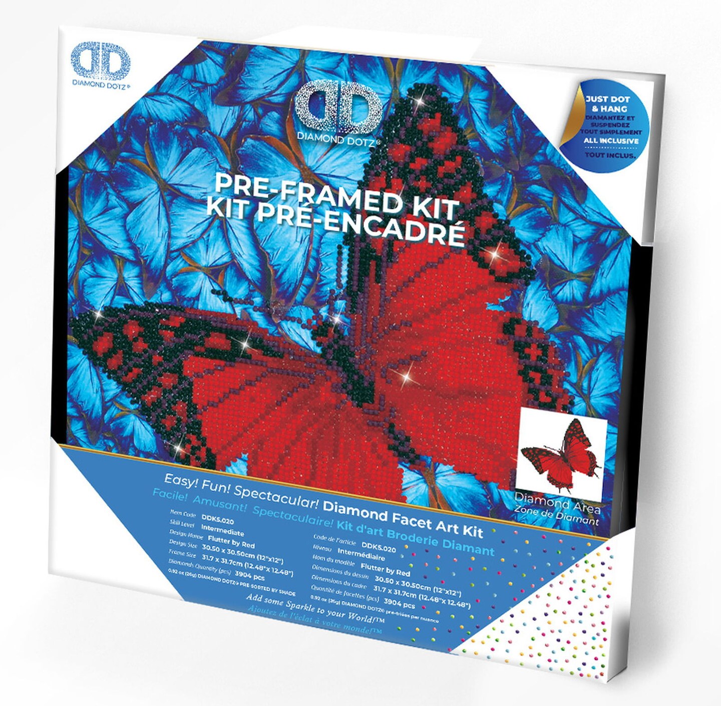 Diamond Dotz Flutter by Red with Frame Diamond Painting Artwork Kit ...