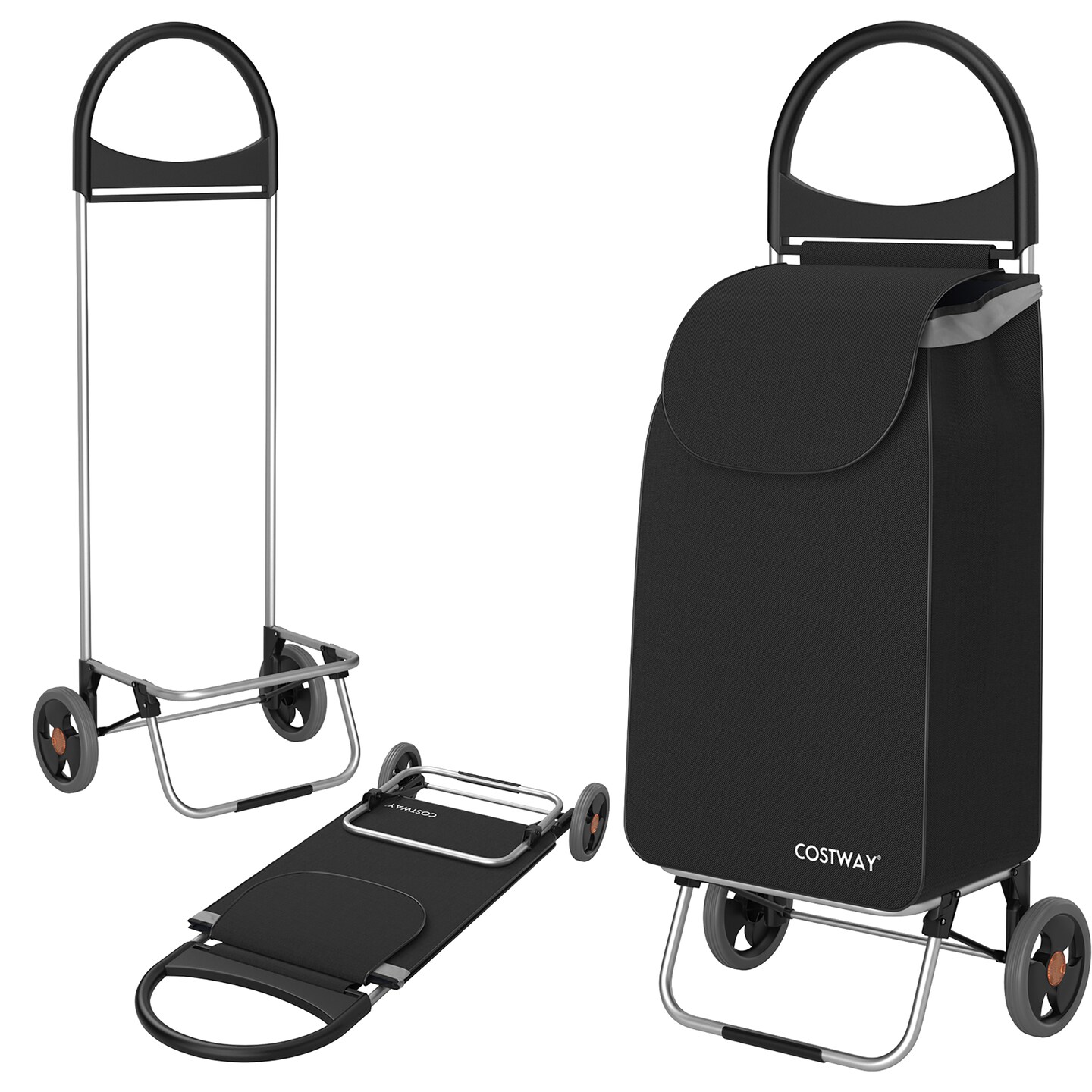 Costway Folding Shopping Cart Grocery Utility Cart Hand Truck with ... Costway Folding Shopping Cart Grocery Utility Cart Hand Truck with ...