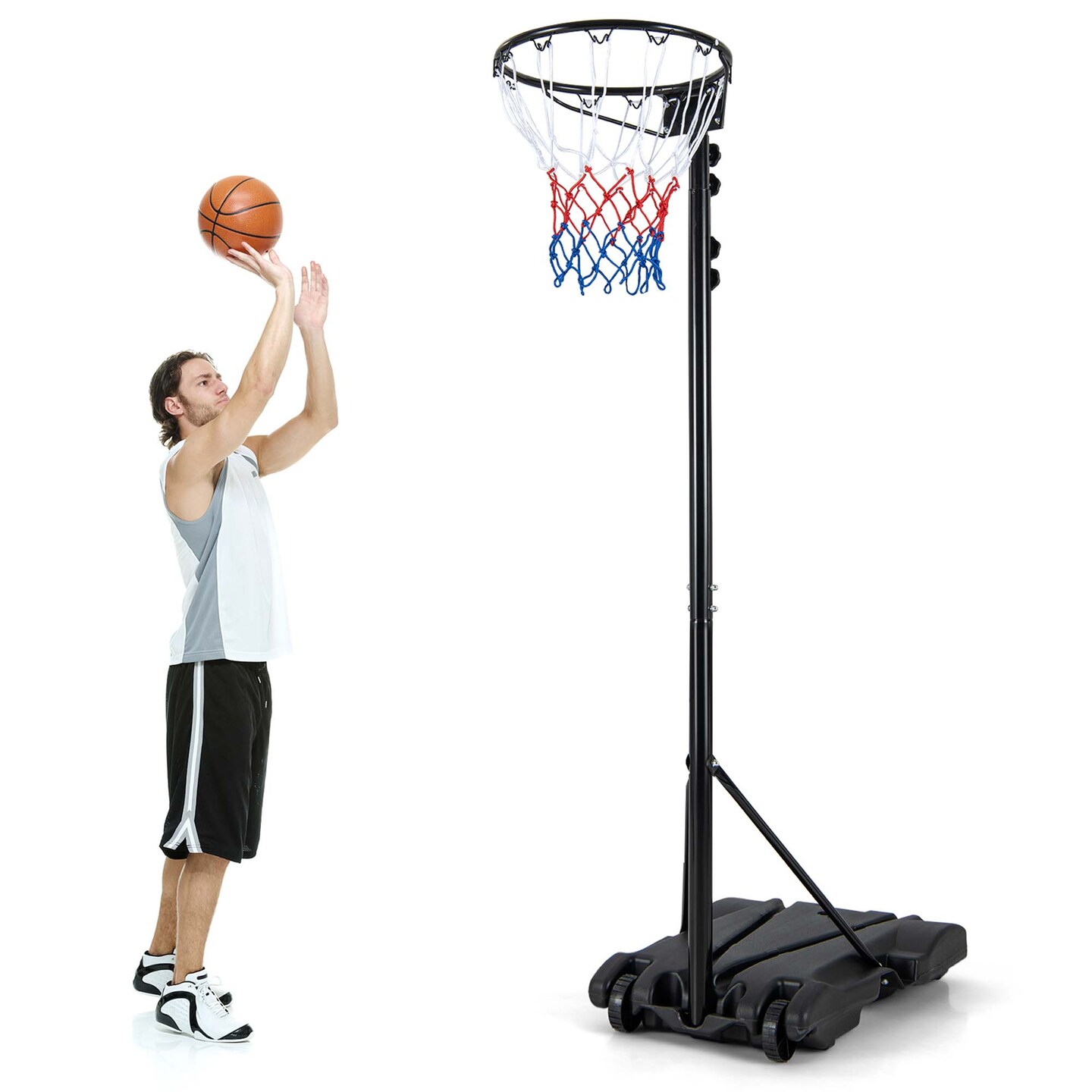 Costway 8.5-10FT Adjustable Basketball Hoop Goal with Fillable Base ...