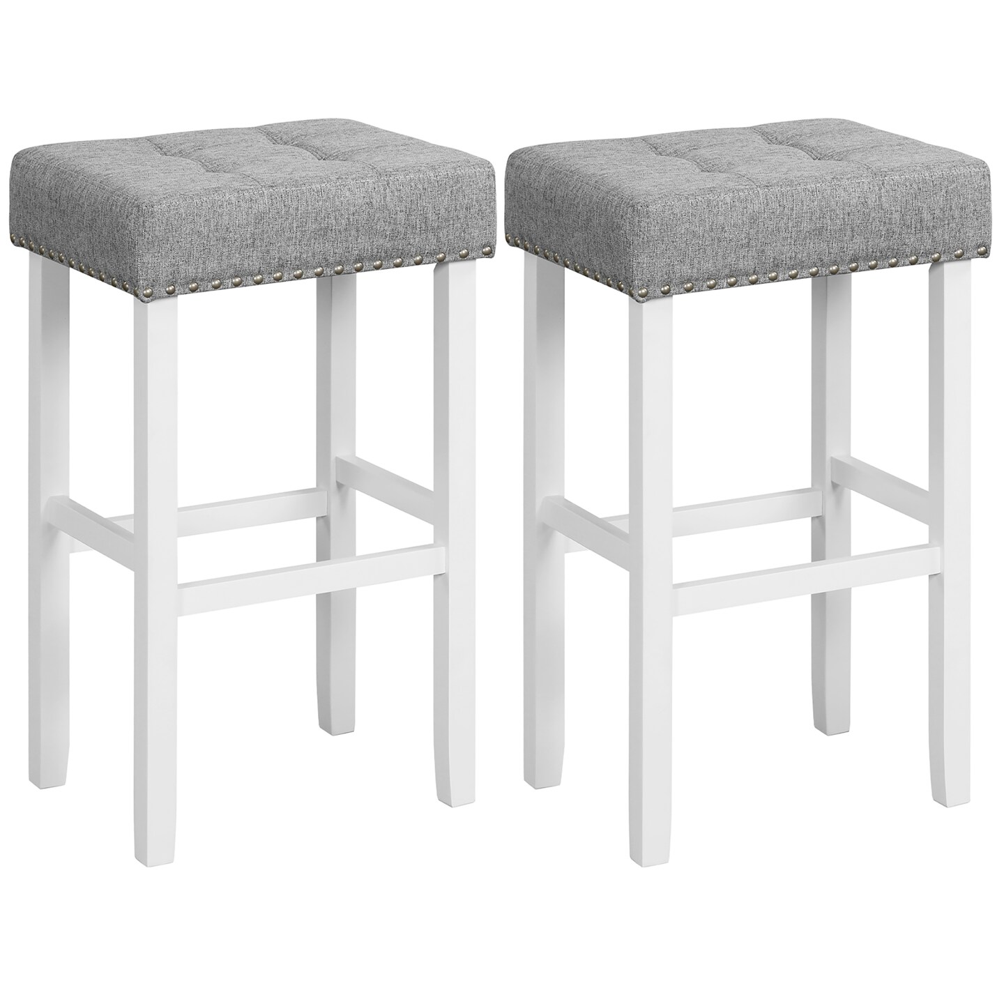 Costway Set of 2 Bar Stools Tufted Upholstered Counter Height Chairs ...