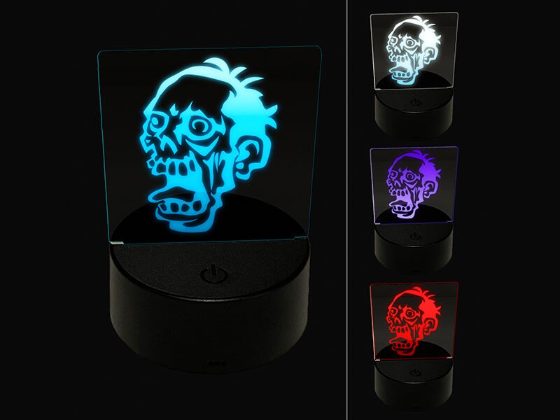 Zombie Undead Creepy Head 3D Illusion LED Night Light Sign Nightstand ...