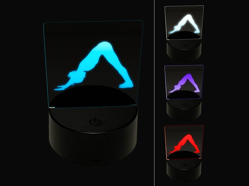 Yoga Downward Facing Dog Pose 3D Illusion LED Night Light Sign ...