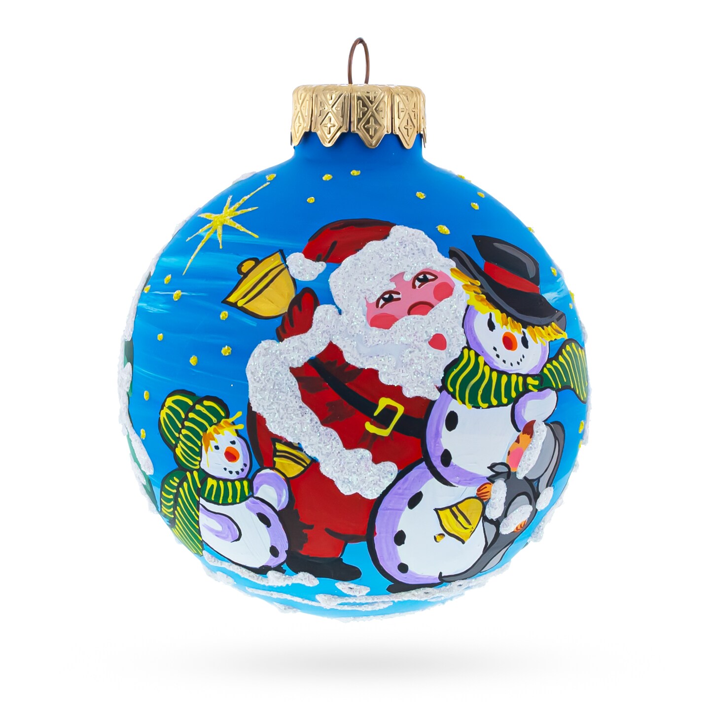 Santa and Two Snowmen Glass Ball Christmas Ornament 3.25 Inches | Michaels