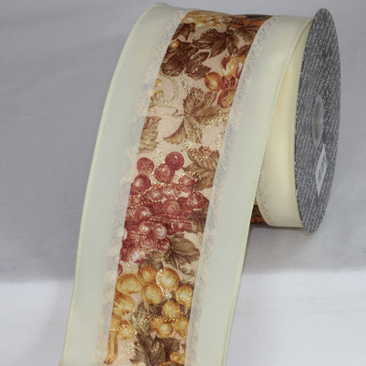 The Ribbon People Ivory and Red Holiday Grapes Wired Craft Ribbon 4" x ...