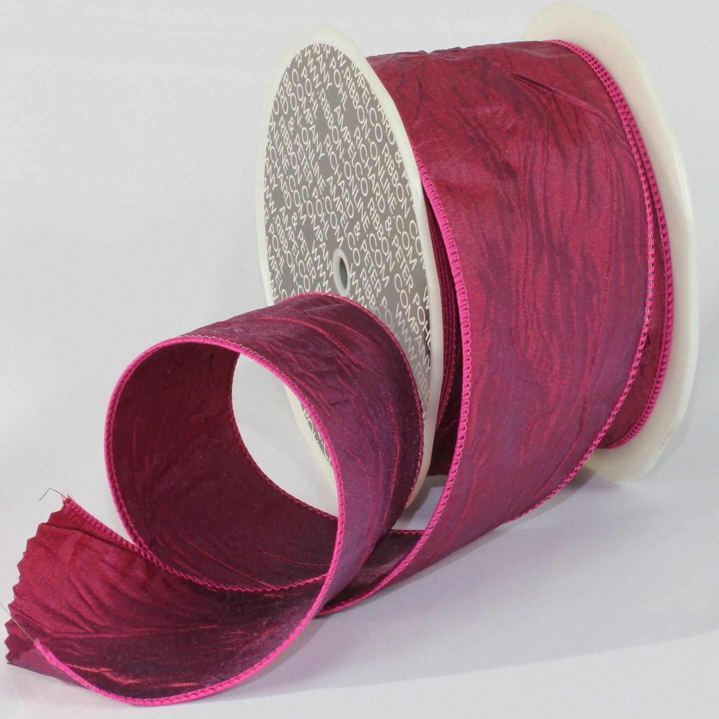 The Ribbon People Fuchsia Red Crinkled Satin Silk Wired Craft Ribbon 3 ...