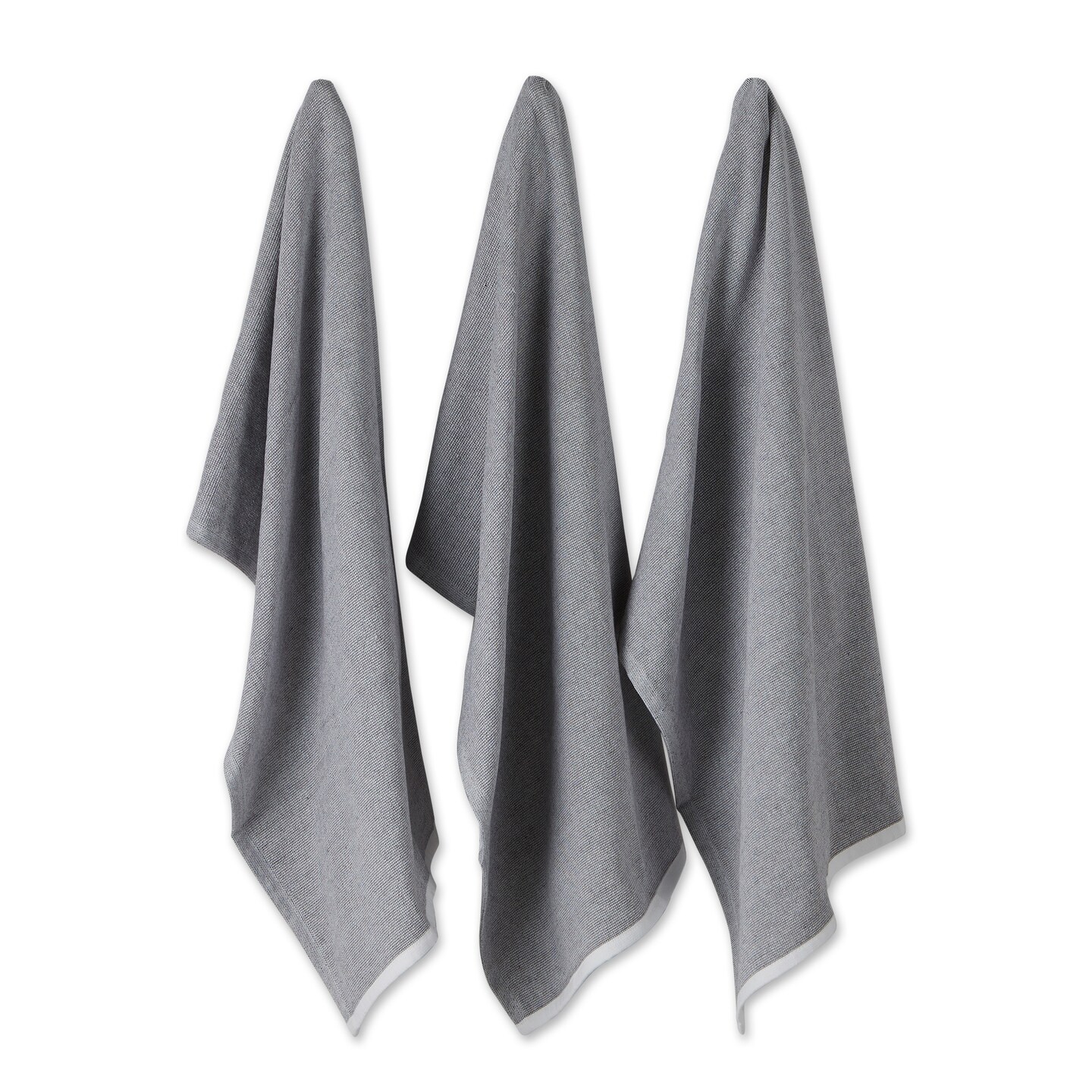 Contemporary Home Living Set of 3 Mineral Gray French Terry Chambray ...