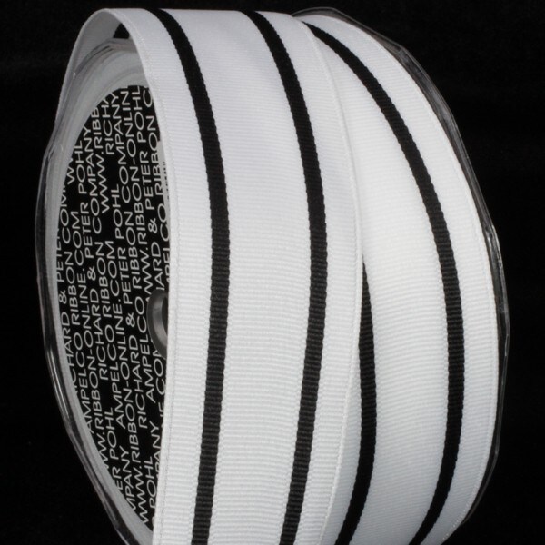 The Ribbon People Black and White Striped Wired Craft Ribbon 1.5" x 27 ...