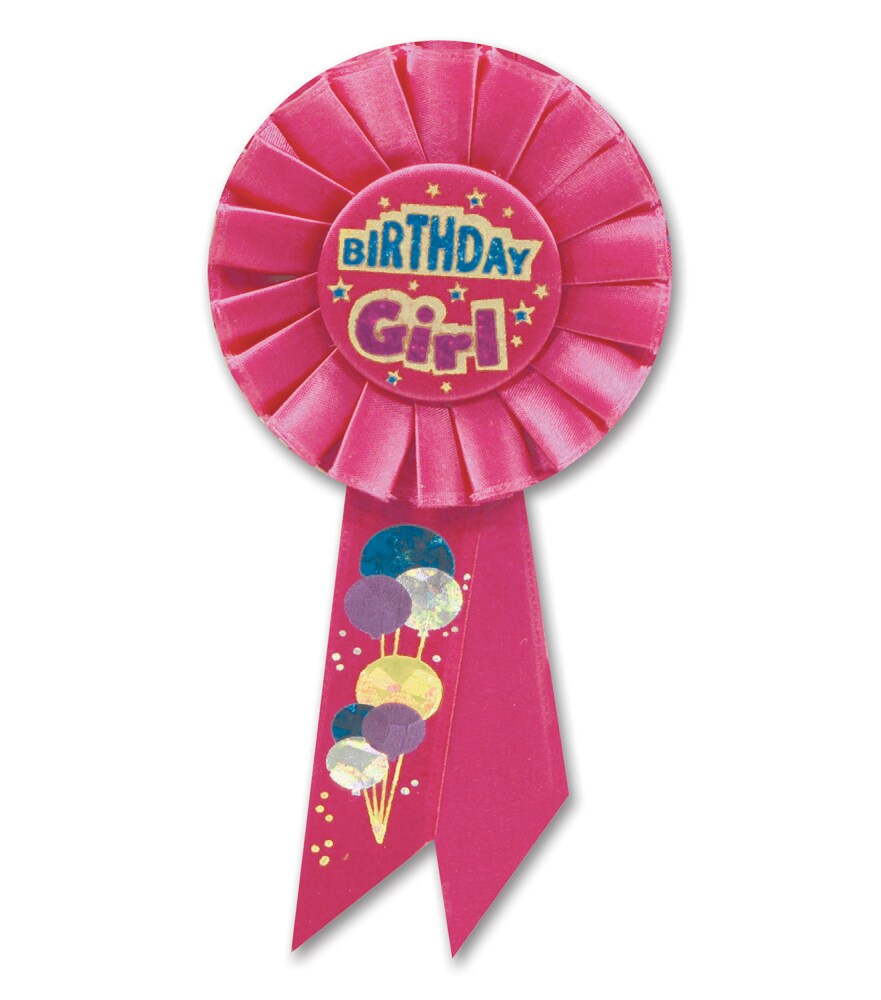 Beistle Pack of 6 Red "Birthday Girl" Party Celebration Rosette Ribbons ...