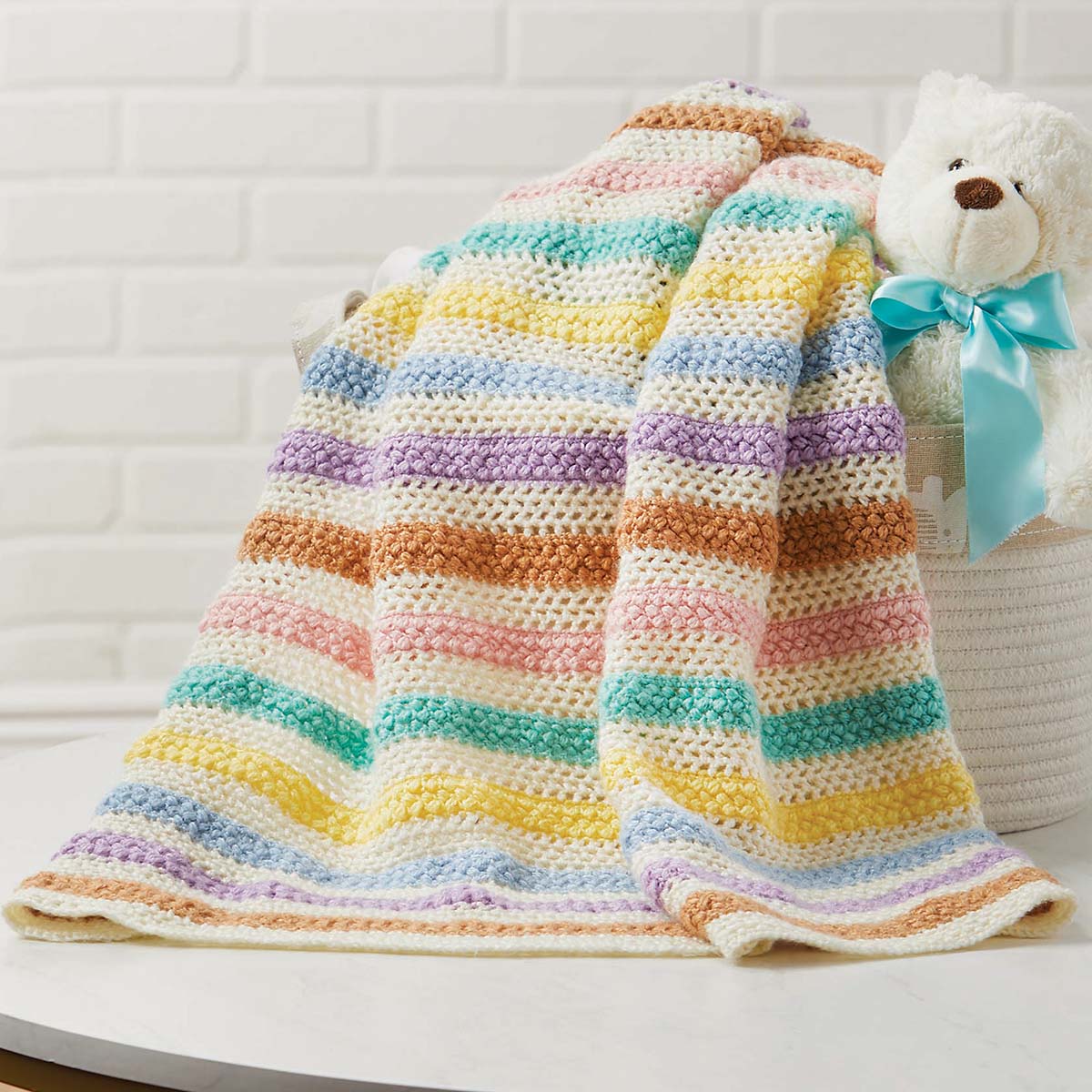 Herrschners Textured Stripes Baby Afghan Crochet Kit | Michaels