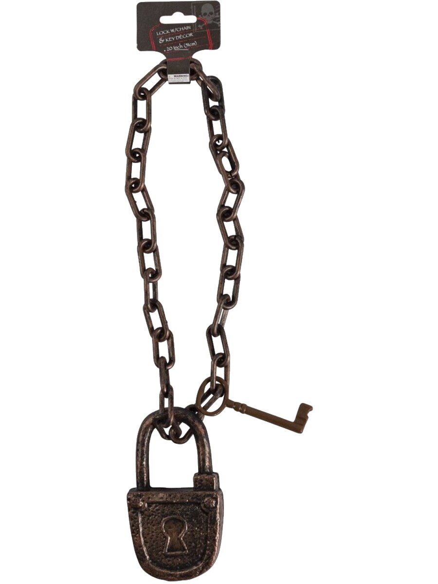 Bronze Pirate Prisoner Chains With Lock And Key Toy Costume Accessory ...