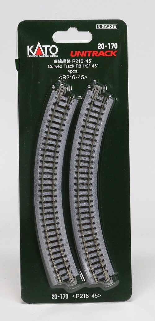 Kato N-Scale Kato 20-170 N Unitrack 8 1/2 Radius 45 deg Curve 4pcs ...