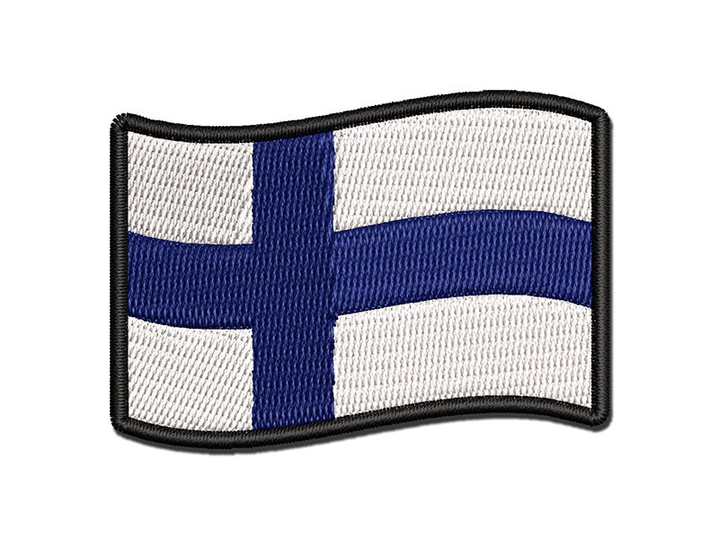 Finland with Waving Flag Cute Multi-Color Embroidered Iron-On or Hook ...