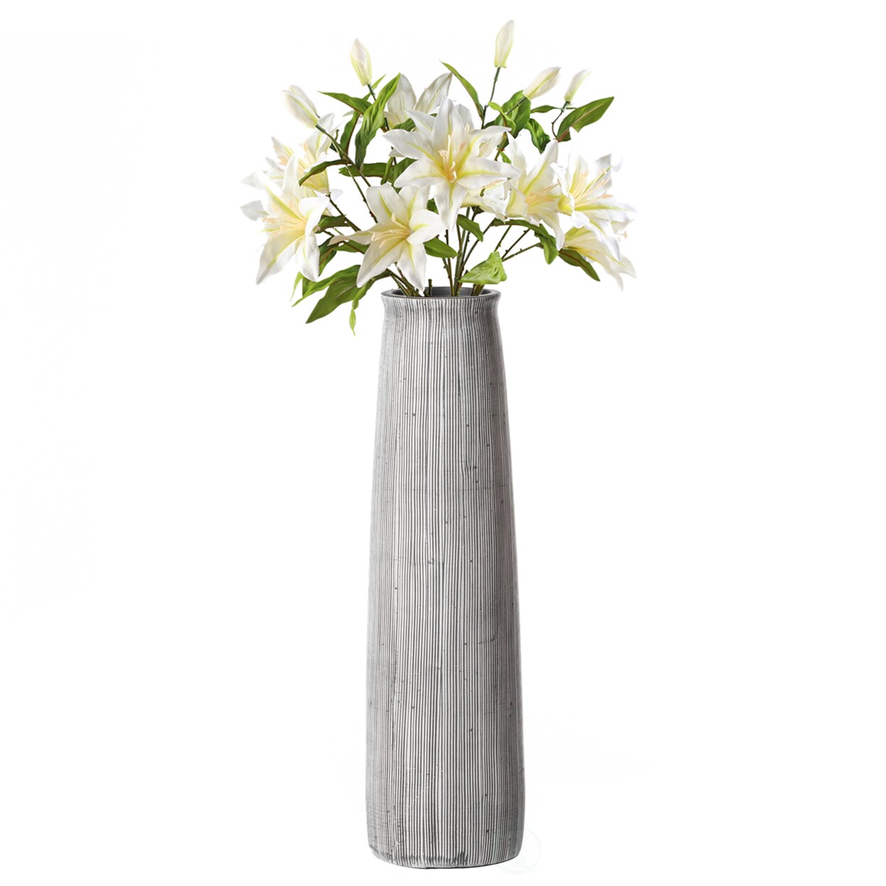 Uniquewise Grey Striped Decorative Round Table Centerpiece Flower Vase ...