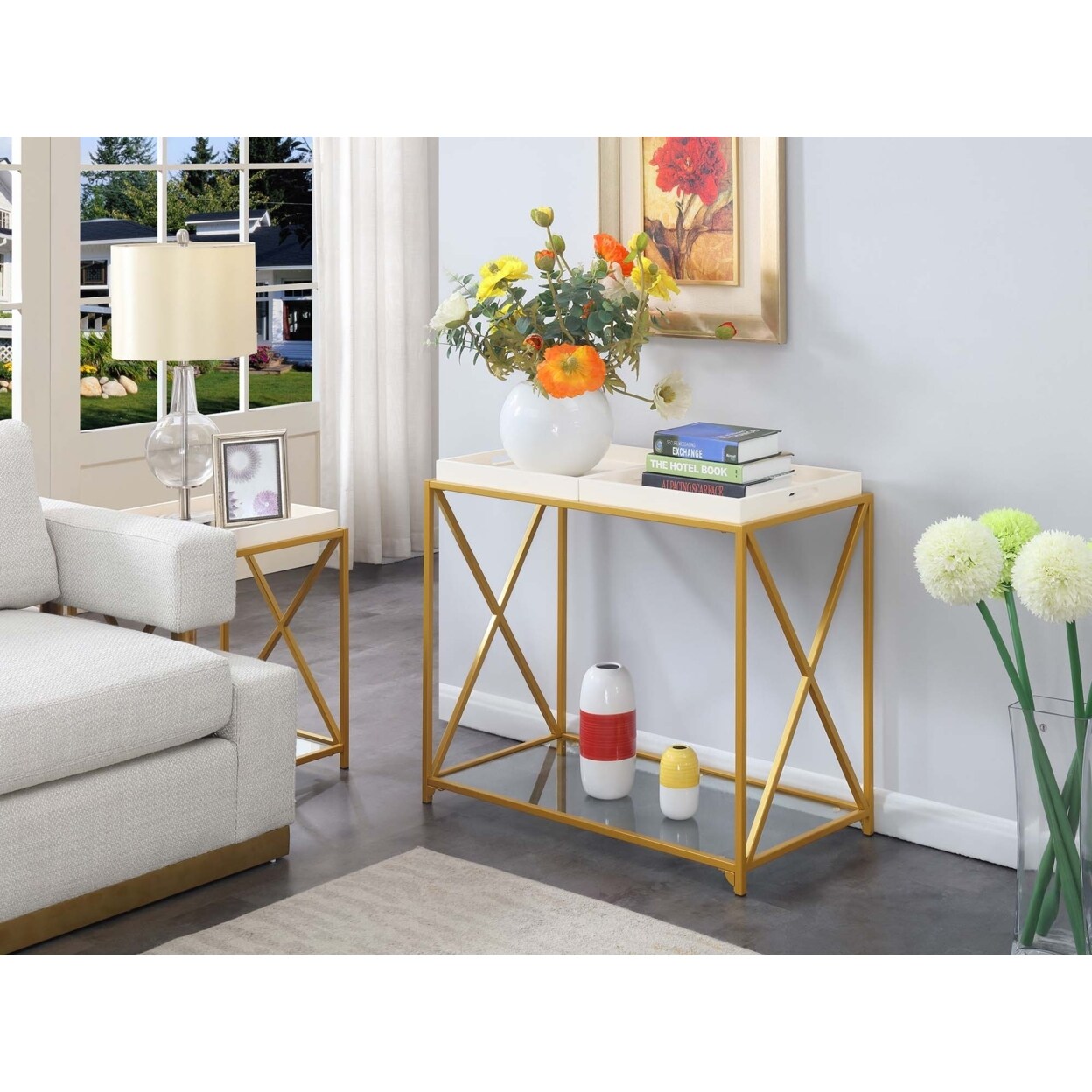 Convenience Concepts St. Andrews Console Table, White and Gold | Michaels