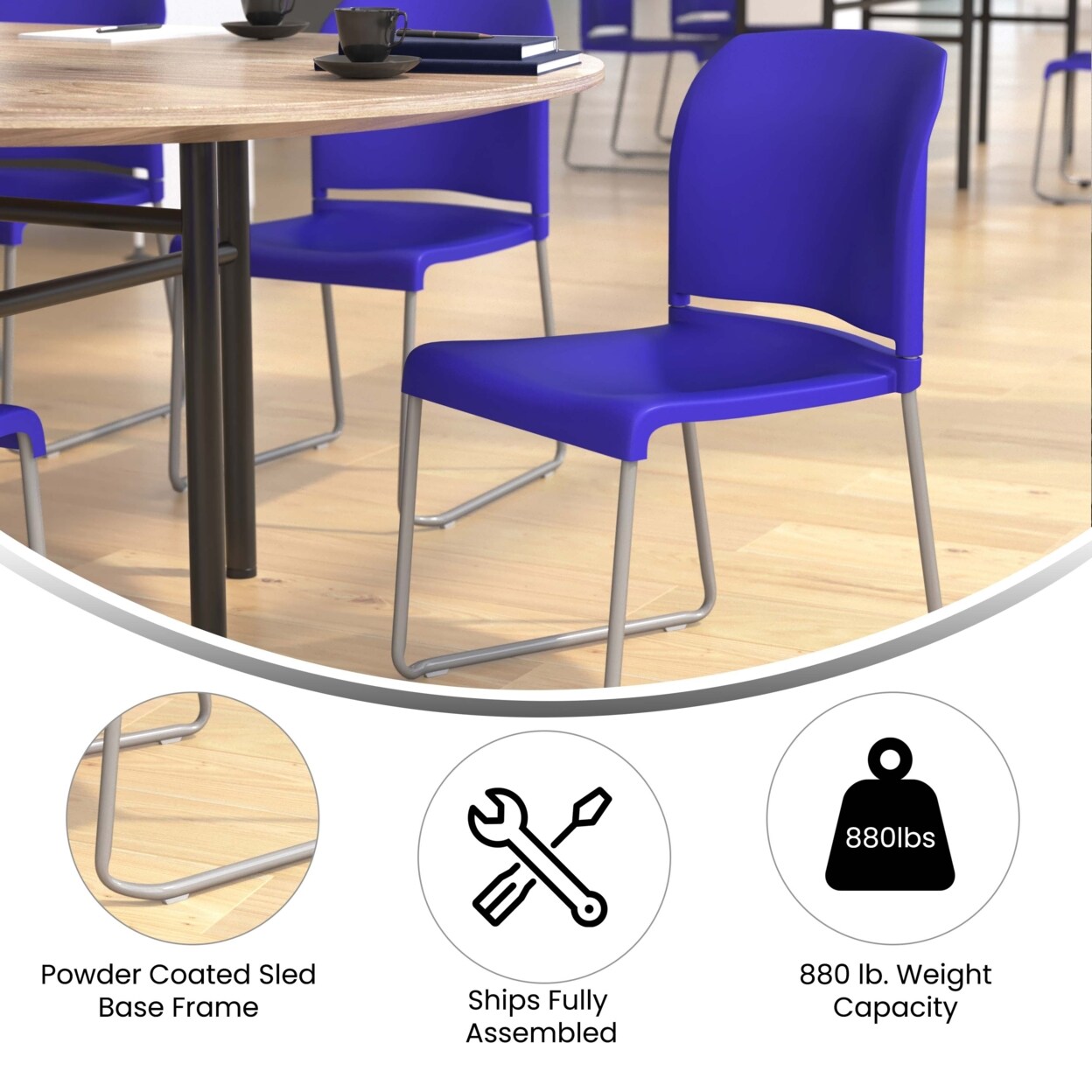 Flash Furniture Blue Plastic Sled Stack Chair | Michaels