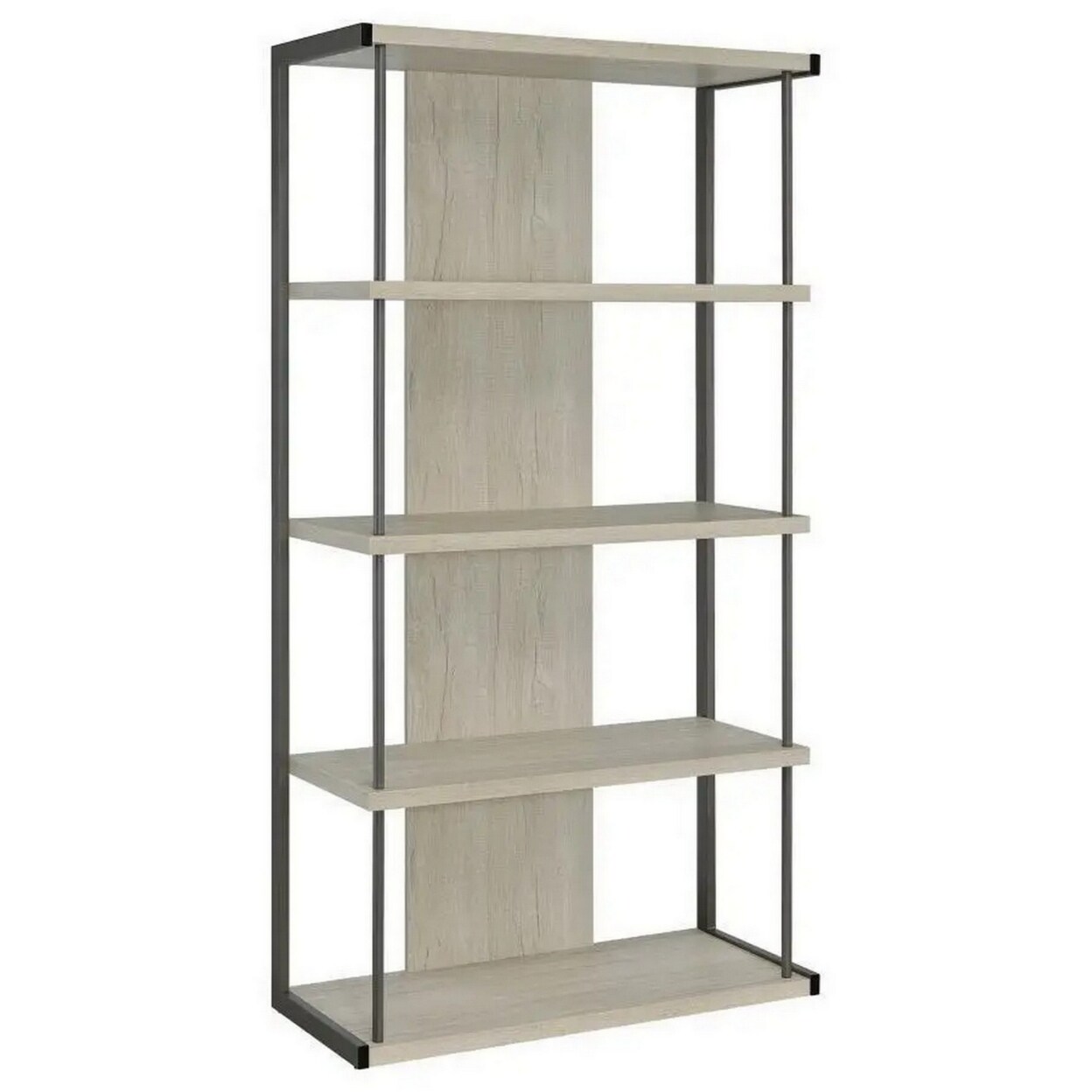 Saltoro Sherpi Dela Bookcase, 72 Inch Freestanding Wood Structure, 4 Shelves, 2 Slim Rods ...