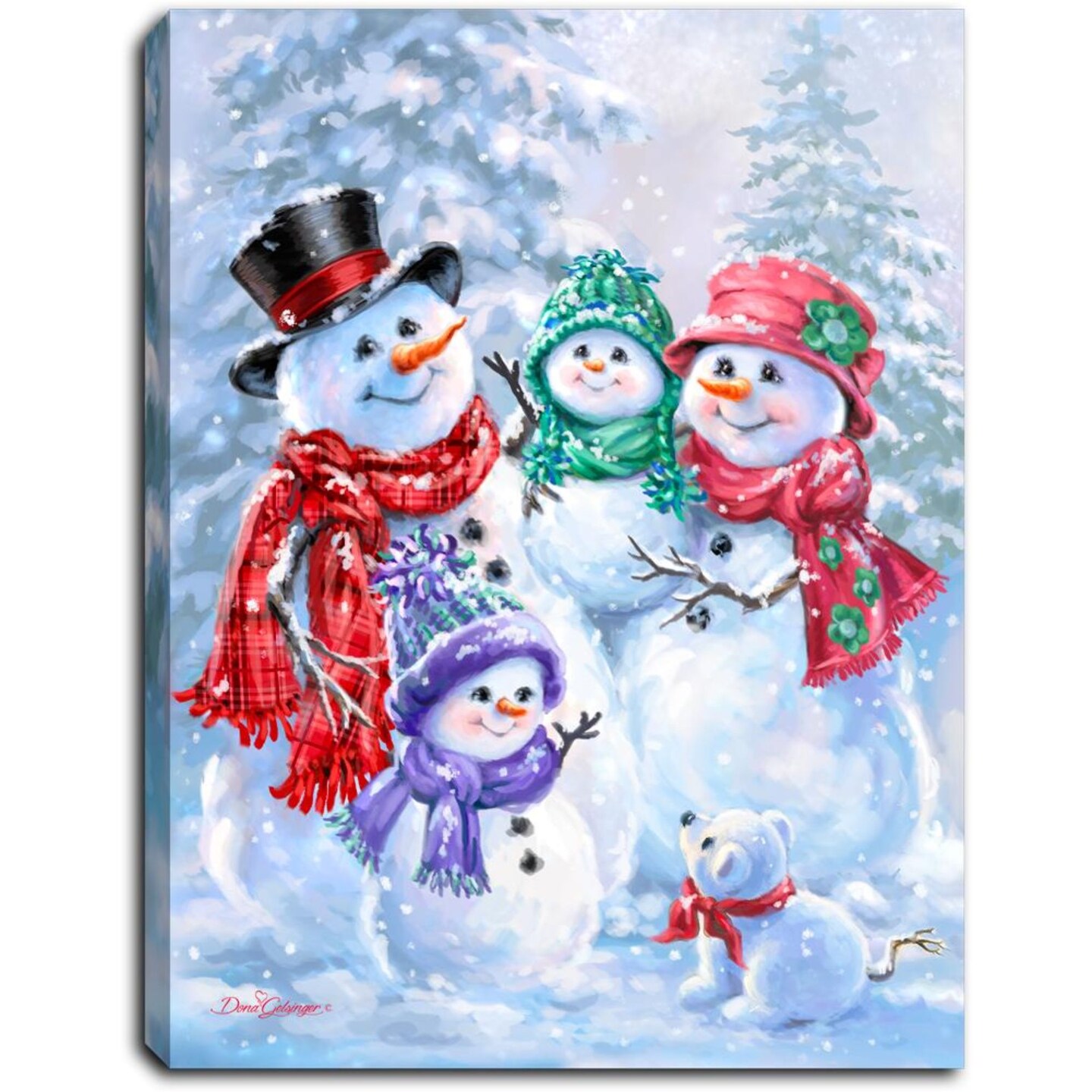 Glow Decor LIghted Snow Family Canvas Tabletop Christmas Decoration - 8 ...