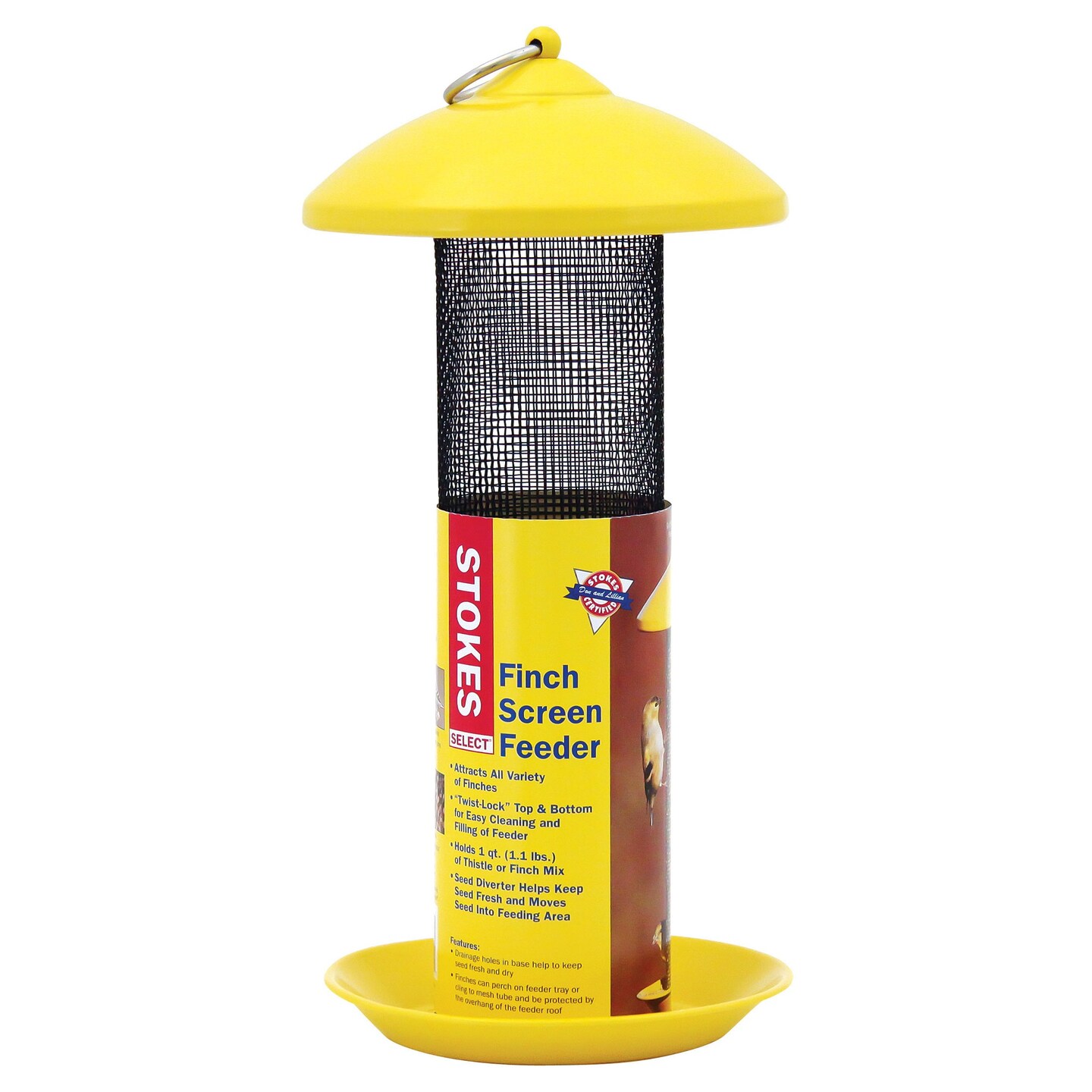 GC Home & Garden 13.2” Yellow and Black Finch Screen Bird Feeder, Color ...