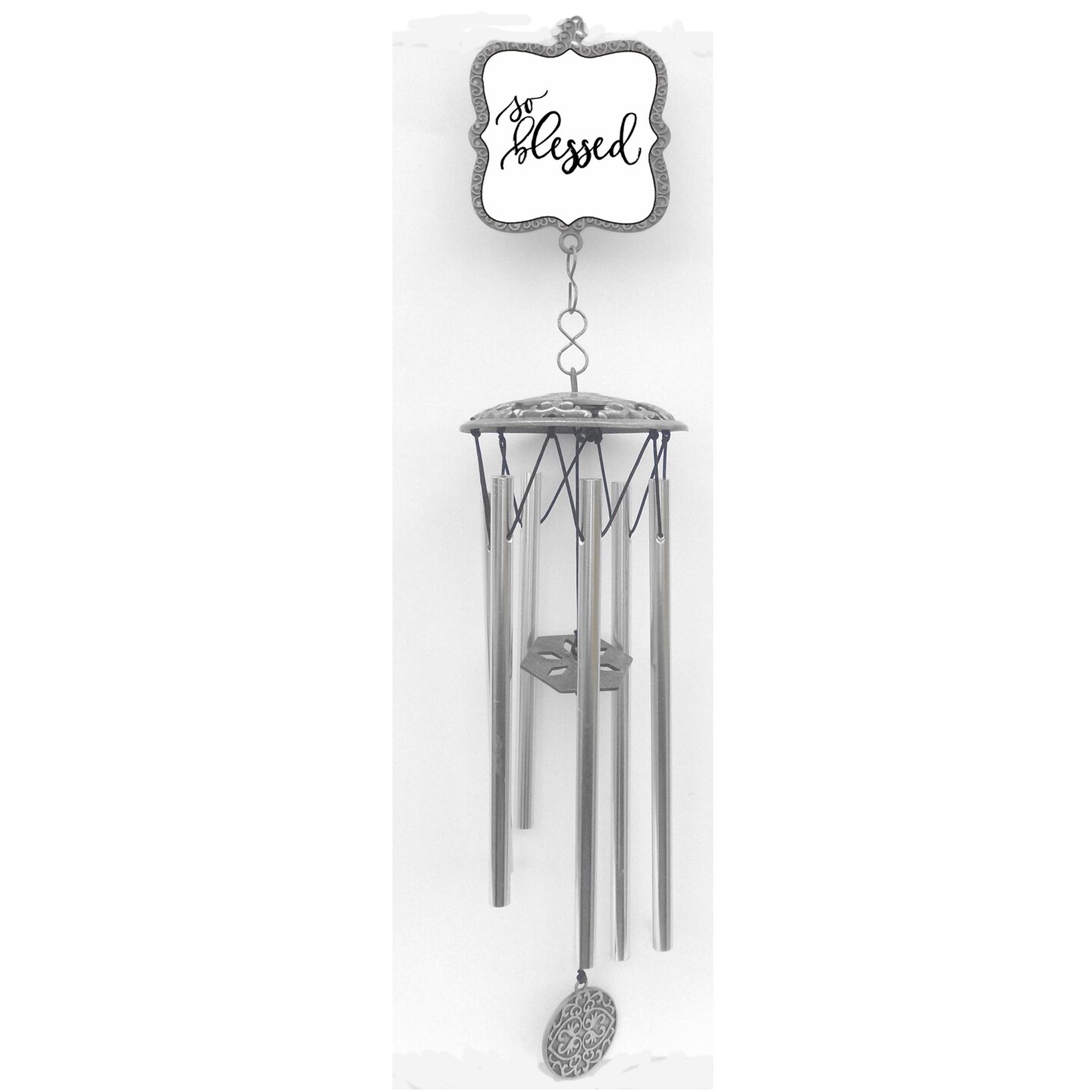 Card It 20.5" Gray and White "So Blessed" Wind Chime | Michaels
