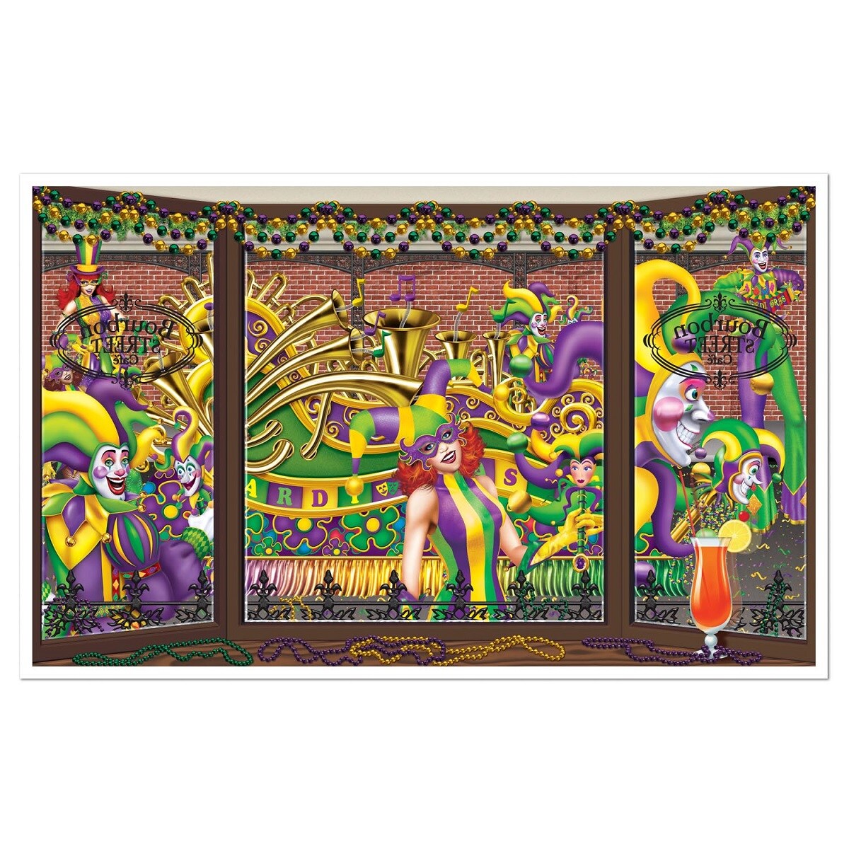 Party Central Pack of 6 Purple and Yellow Mardi Gras Parade Party Wall ...